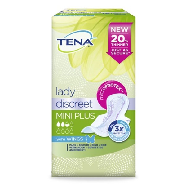 Tena Lady Discreet Mini Plus Assorbenti con Ali 16 Pezzi ...